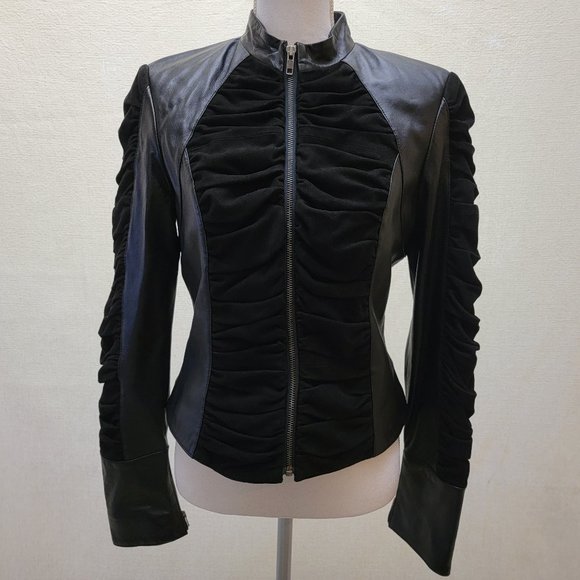 Cache | Jackets & Coats | Cach Leather Ruched Detail Jacket | Poshmark